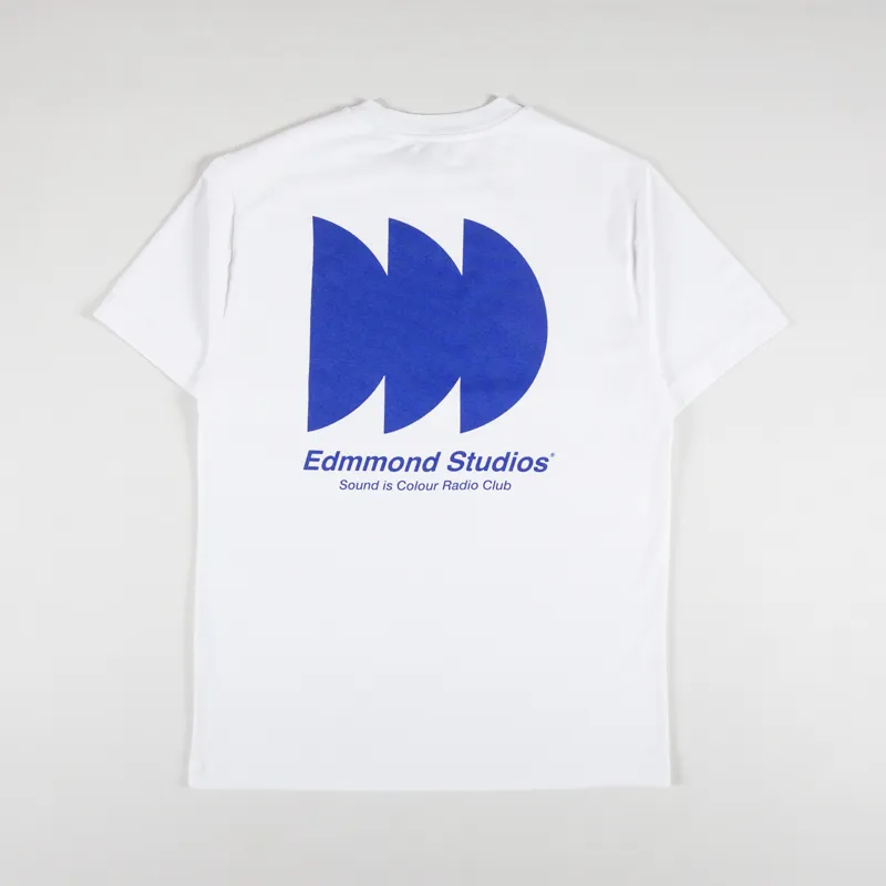 Edmmond Studios Mens Radio Club T Shirt Tee Plain White Blue