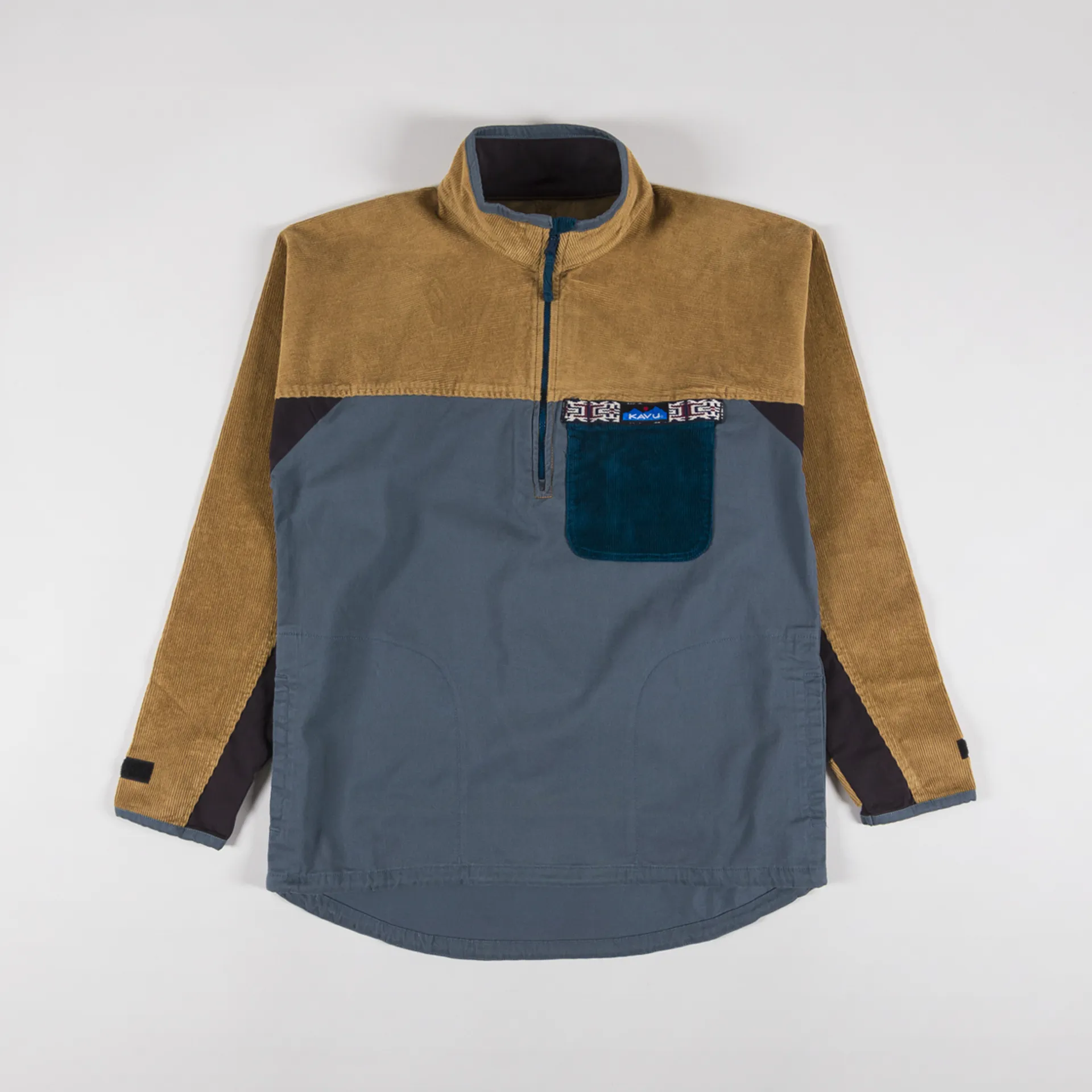 Kavu Mens Fleece Throwshirt Flex Bend Blend Brown Blue