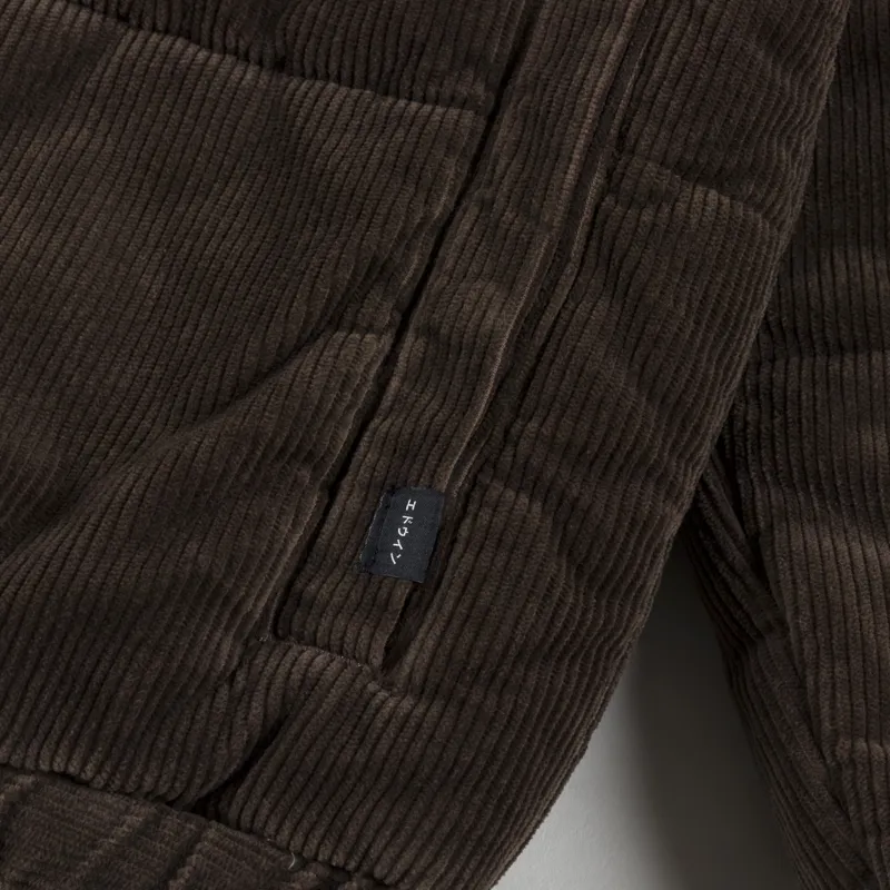 Edwin Mens Atakai Corduroy Puffer Coat Jacket Rain Drum Brown