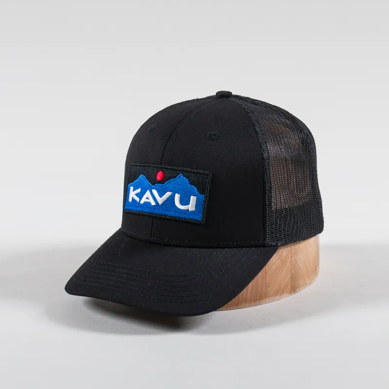 Kavu Mens Above Standard Logo Six Panel Trucker Hat Cap Black