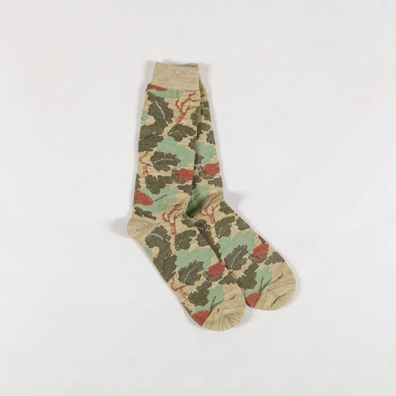 Anonymousism Mens Camo Crew Hemp Socks Khaki Green