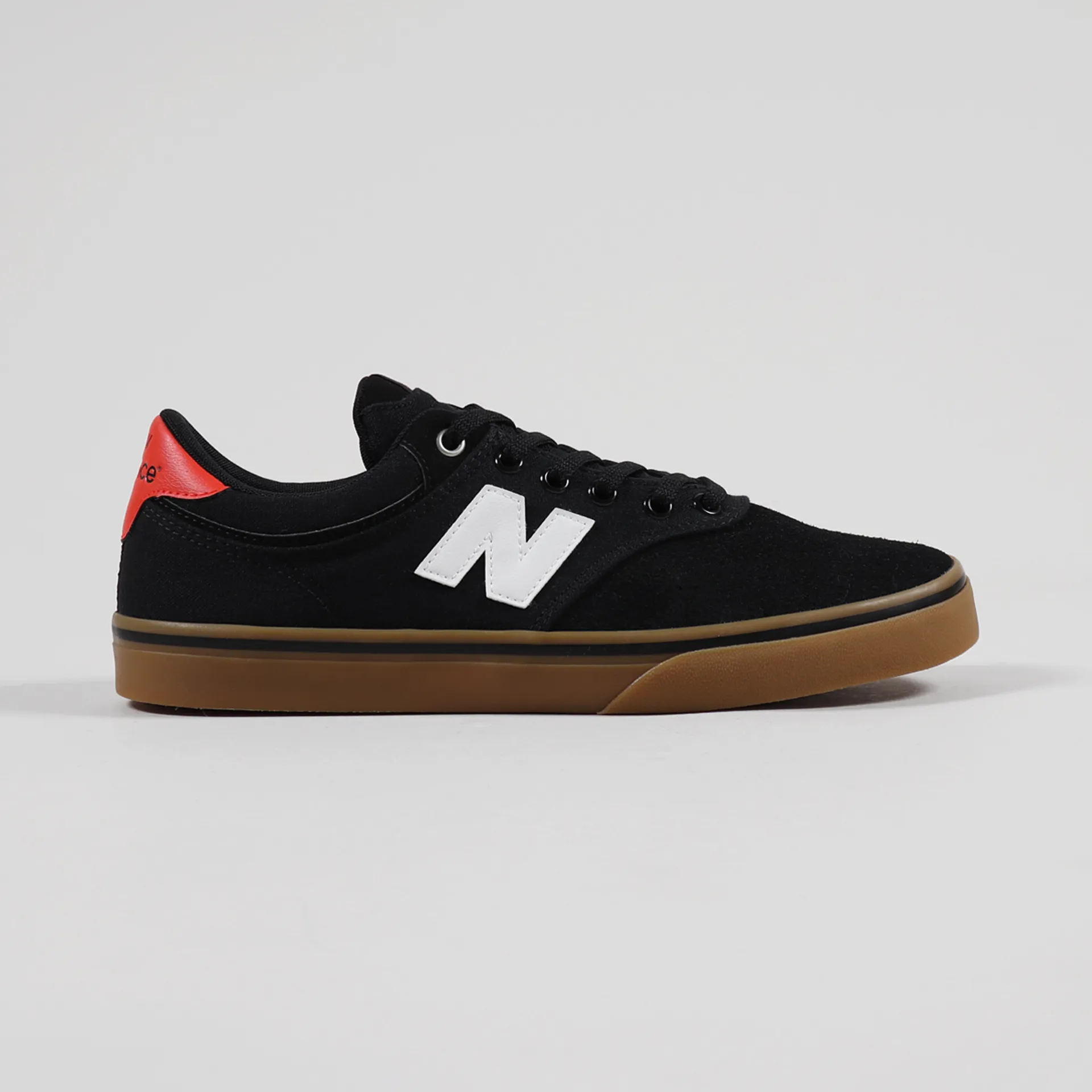 New Balance Numeric Mens Suede 255 Shoes Black White Gum