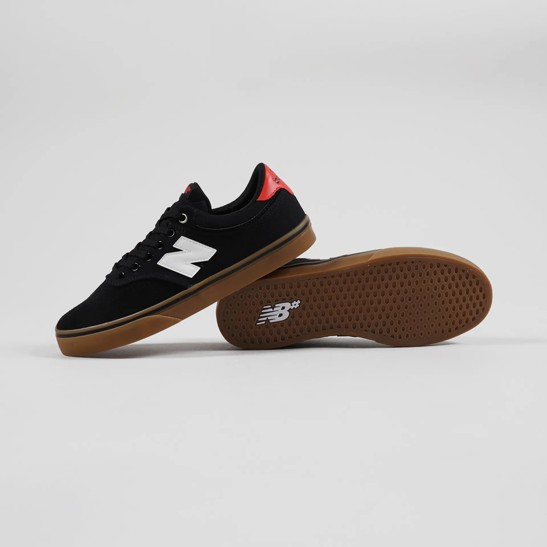 New Balance Numeric Mens Suede 255 Shoes Black White Gum