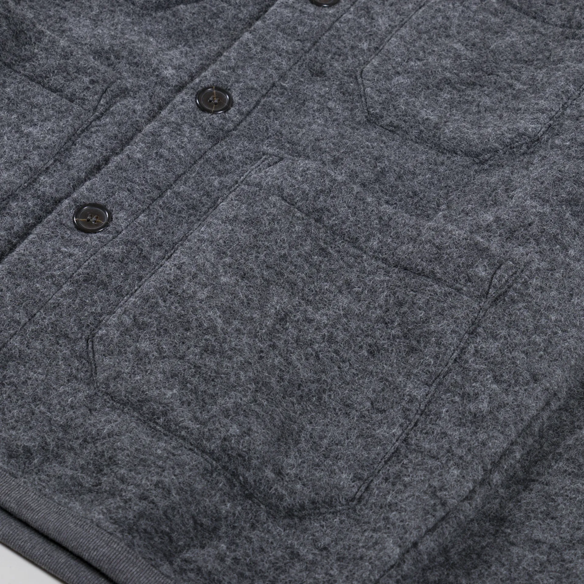 Universal Works Mens Cardigan Jacket Grey Marl Wool Fleece