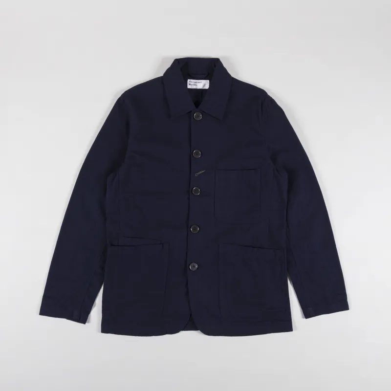Universal Works Mens Bakers Jacket Navy Blue Brushed Moleskin