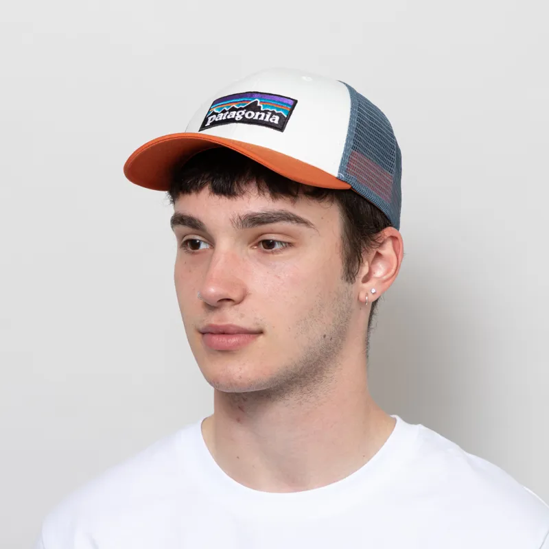 Patagonia Mens P-6 Logo LoPro Trucker Hat White Redtail Rust
