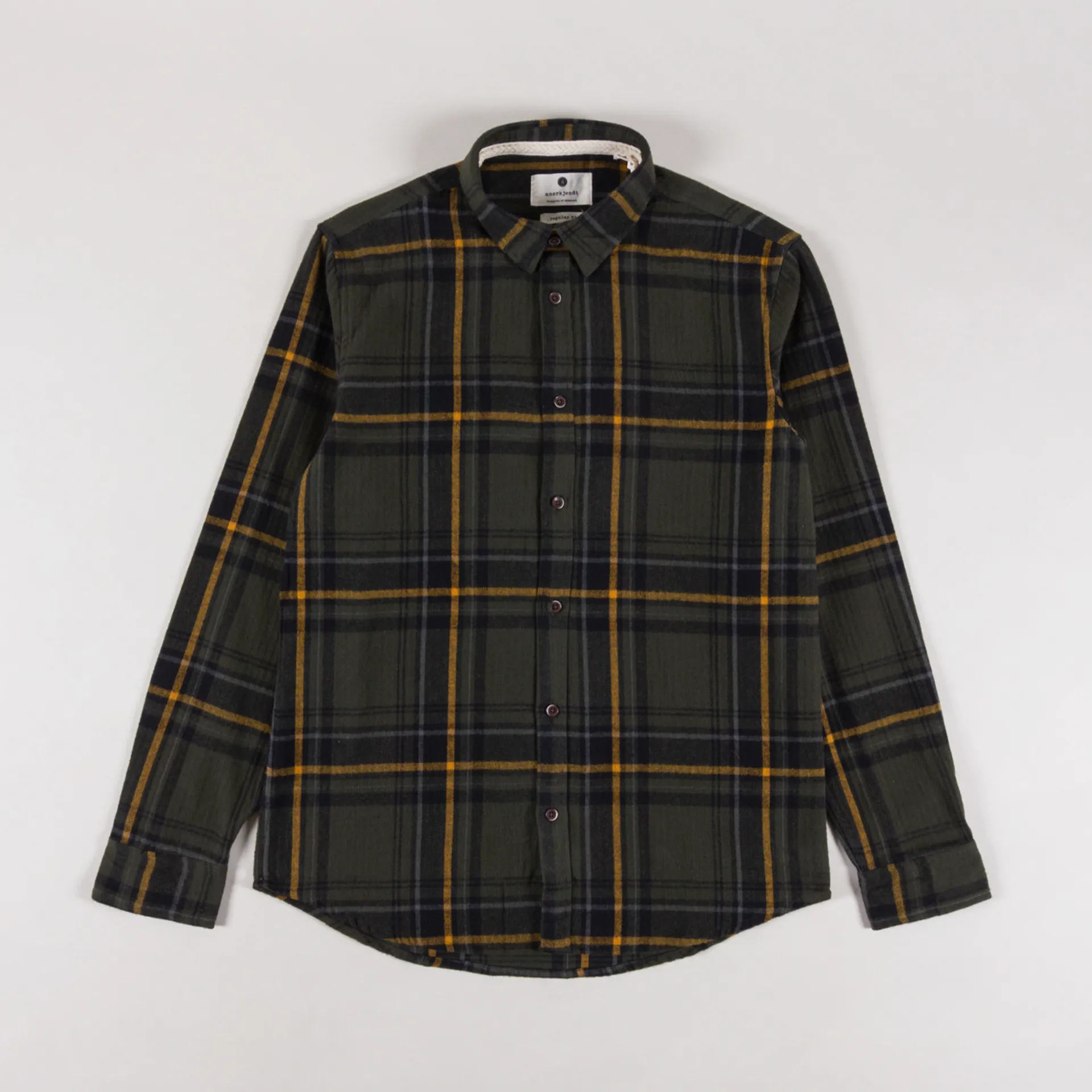 Anerkjendt Mens Akleif Flannel Checkered Shirt Forest Night