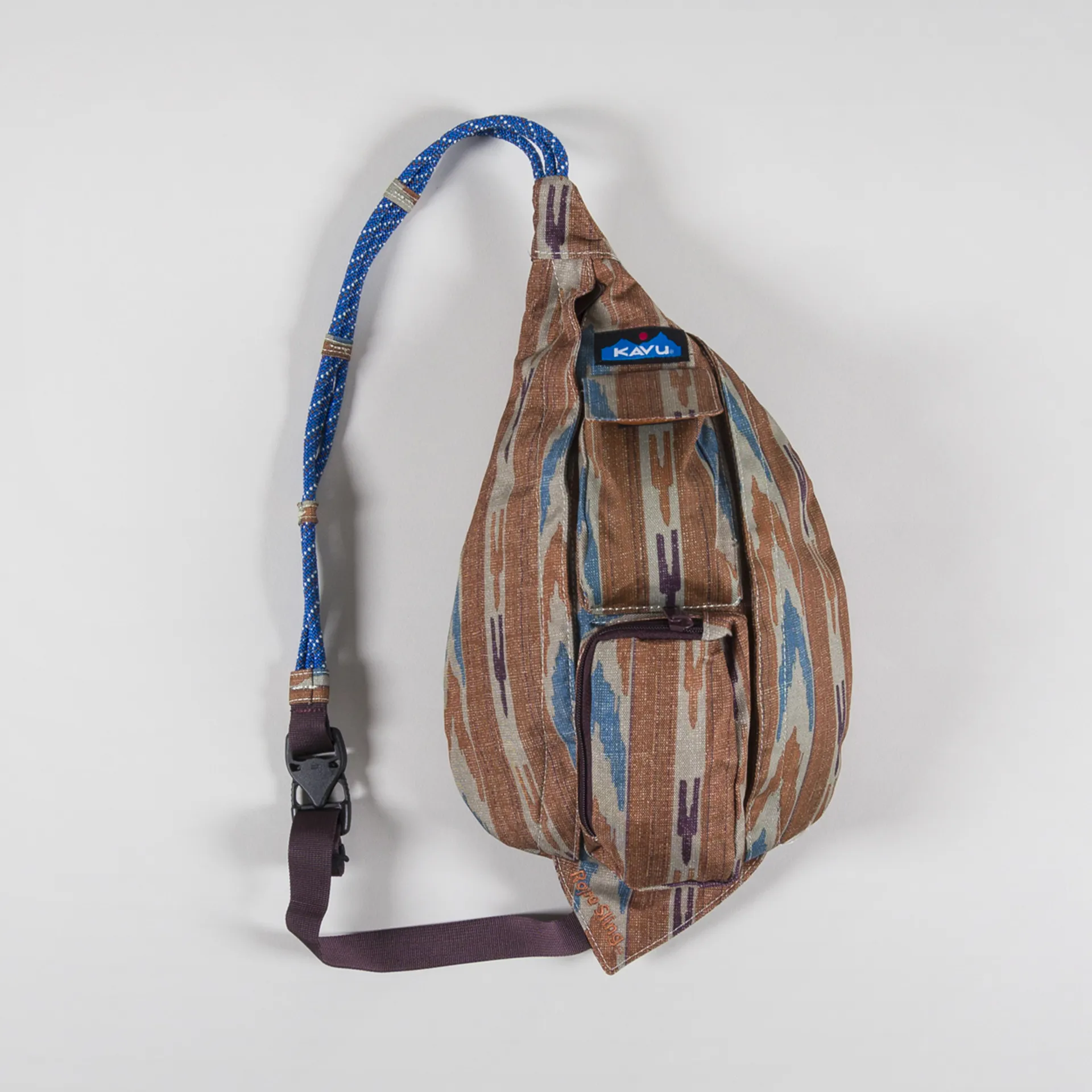 Kavu Unisex Mini Rope Sling Shoulder Bag Tumbleweed Ikat Brown