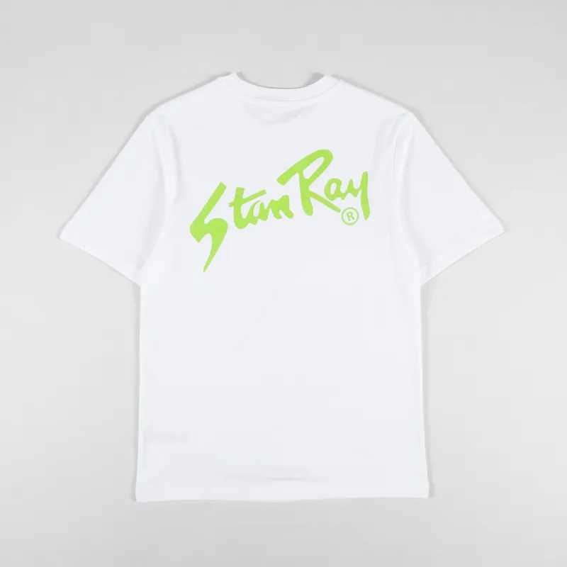 Stan Ray Mens Stan Logo T Shirt Tee White Lime Green