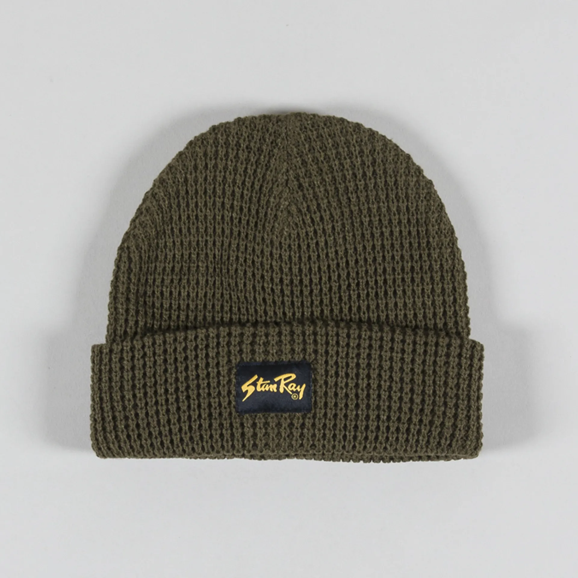 Stan Ray Mens Waffle Knit Beanie Hat Olive Green