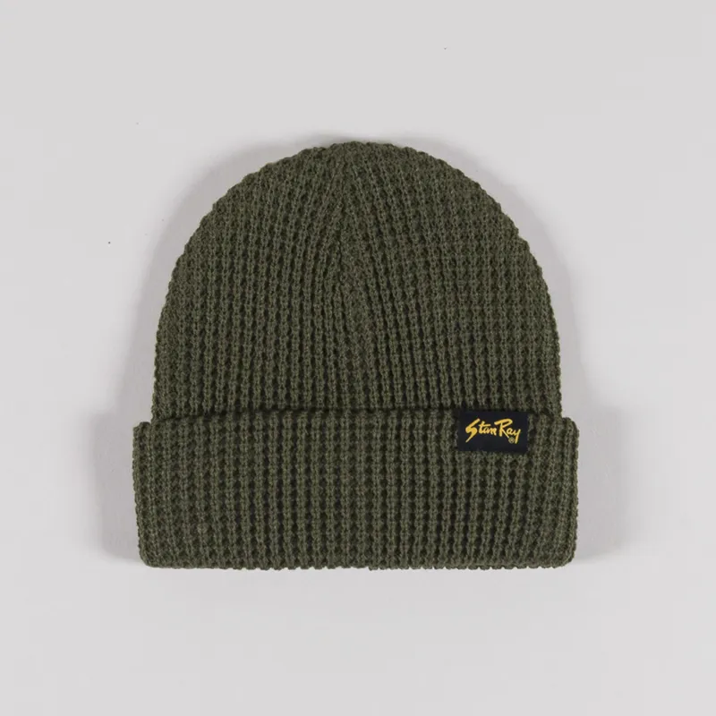 Stan Ray Mens Knitted Waffle Beanie Hat Green Olive