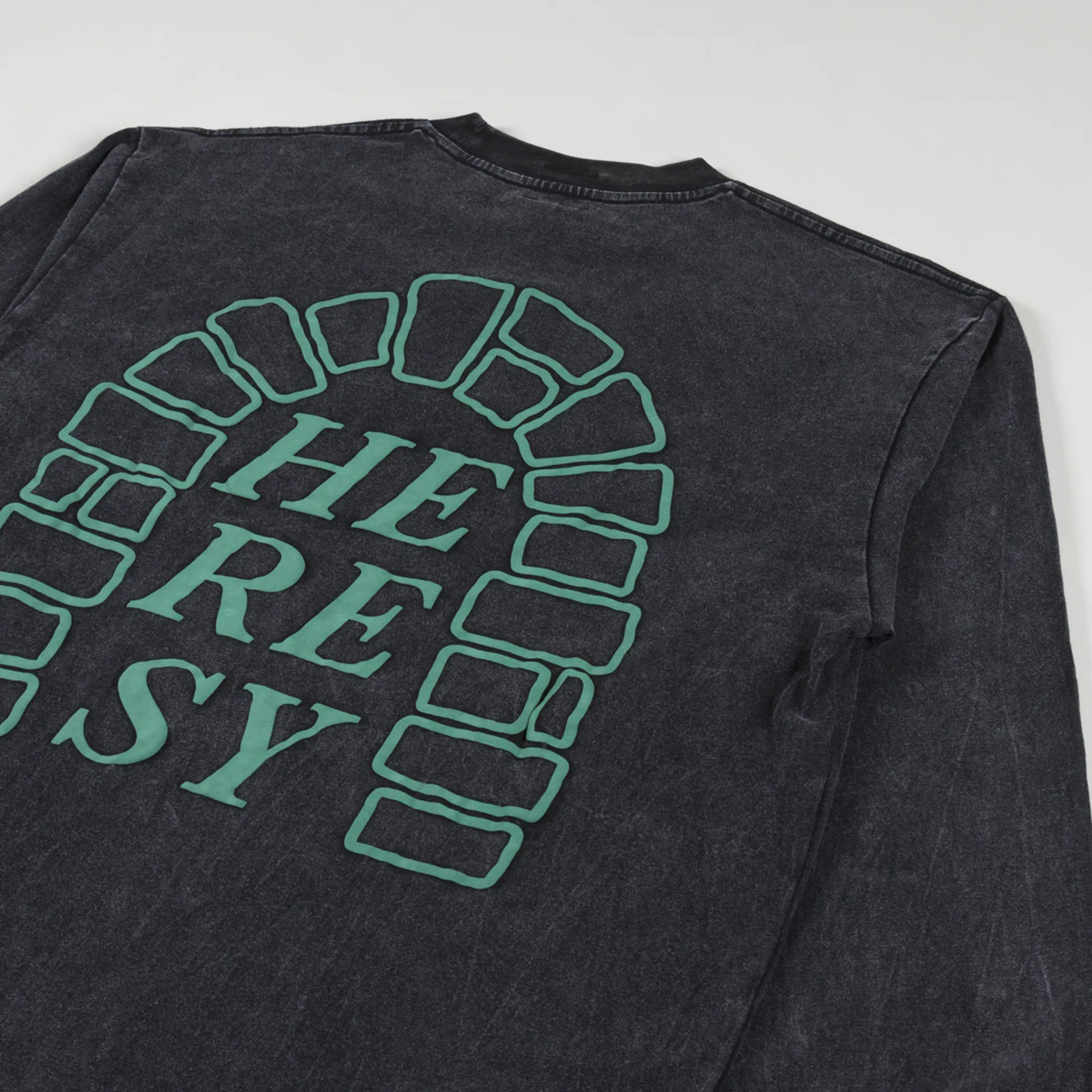 Heresy London Mens Long Sleeve Arch Logo T Shirt Black Ash Grey