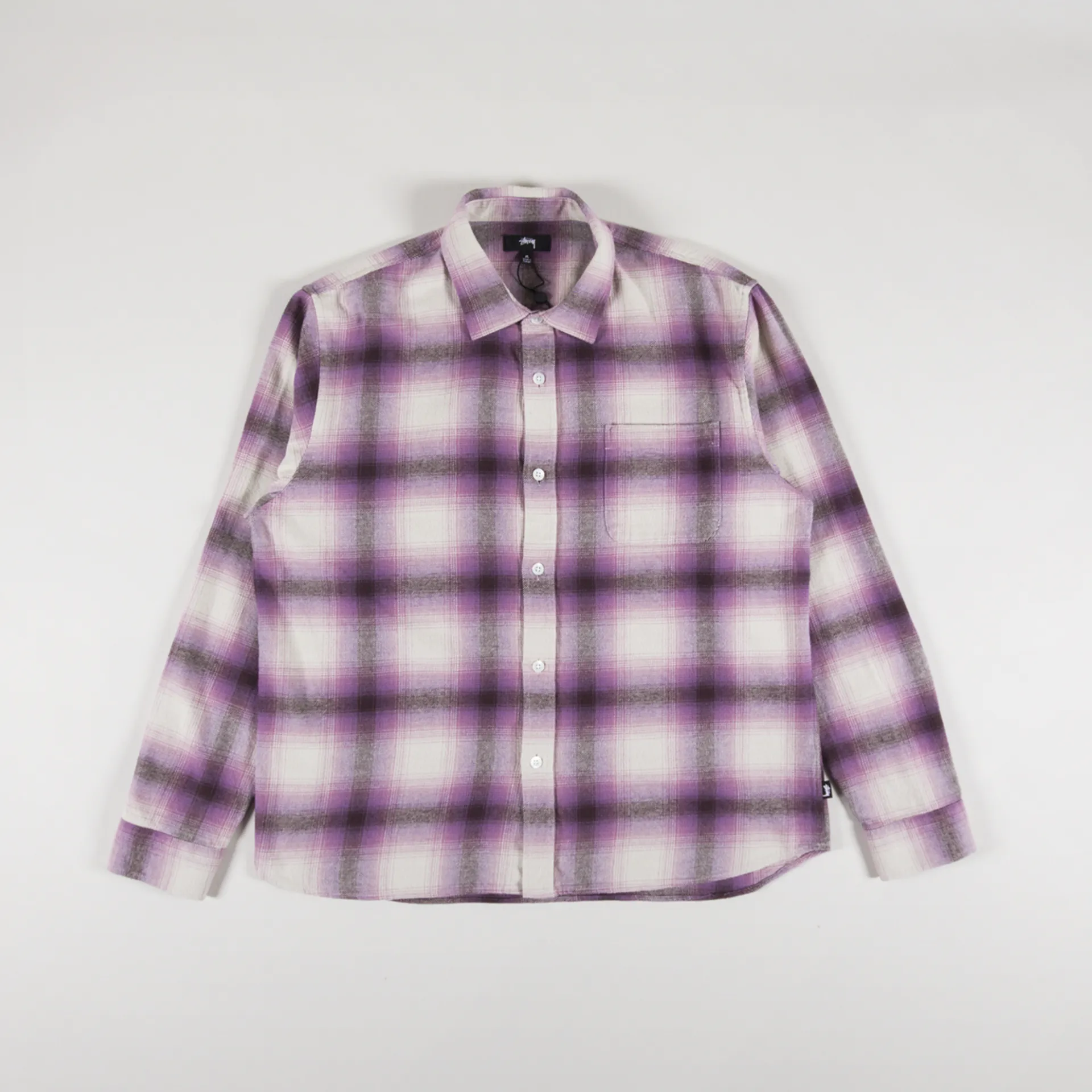 Stussy Unisex Bay Plaid Cotton Shirt Berry Purple