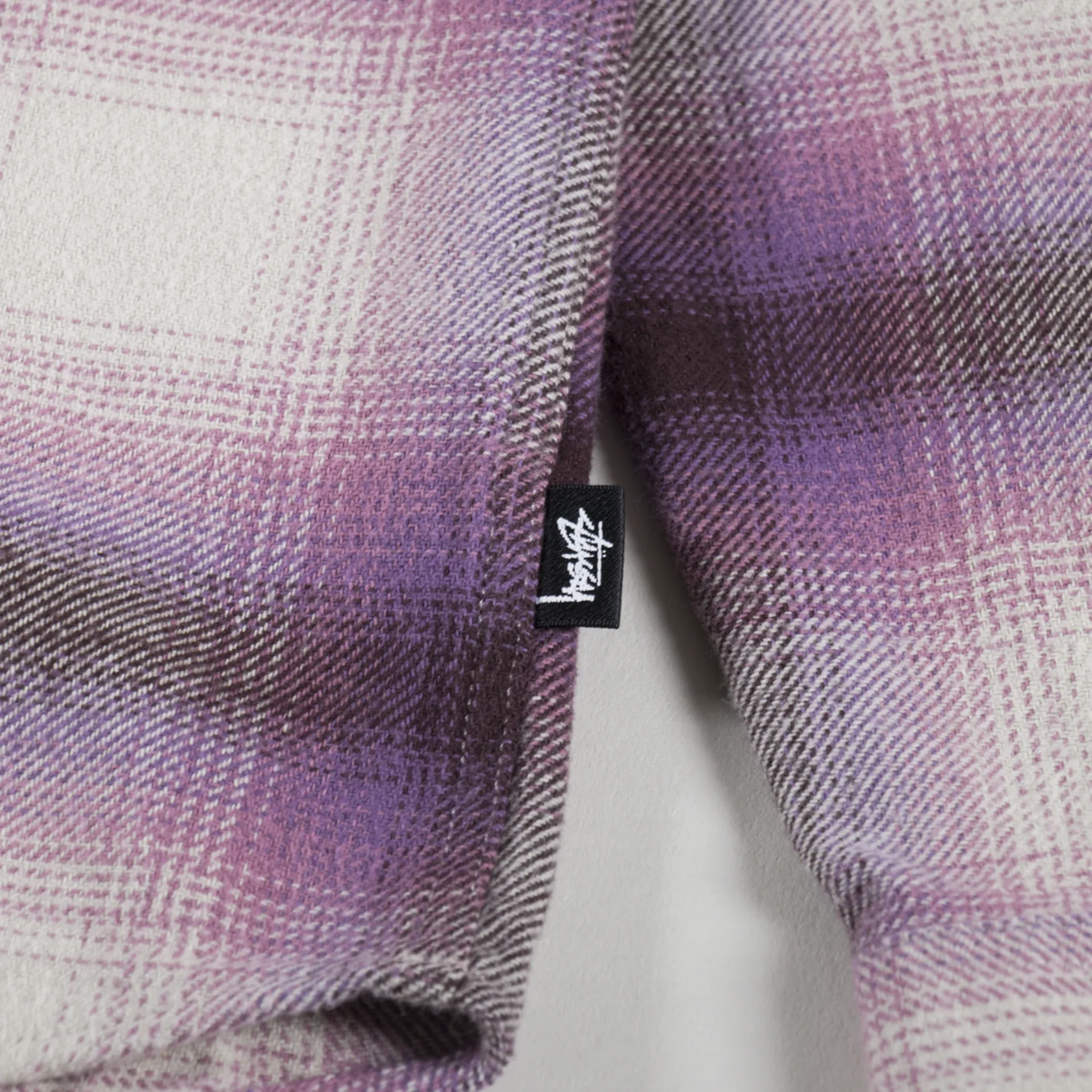 Stussy Unisex Bay Plaid Cotton Shirt Berry Purple