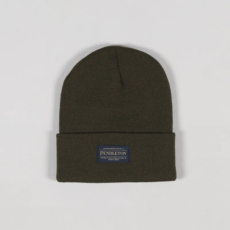 Pendleton Mens Winter Ribbed Beanie Army Green Watch Hat