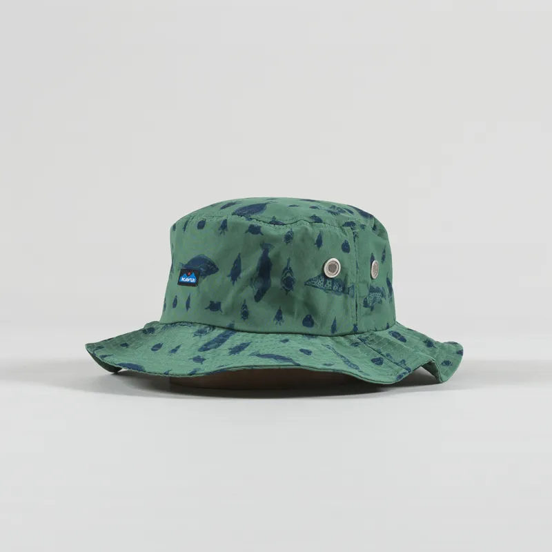 Kavu Mens BFE Wide Brim Hat Sound Line Up Green Blue Fish