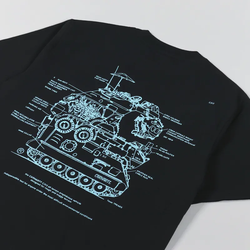 Carhartt WIP Mens Short Sleeve Blueprint T Shirt Black Light Blue
