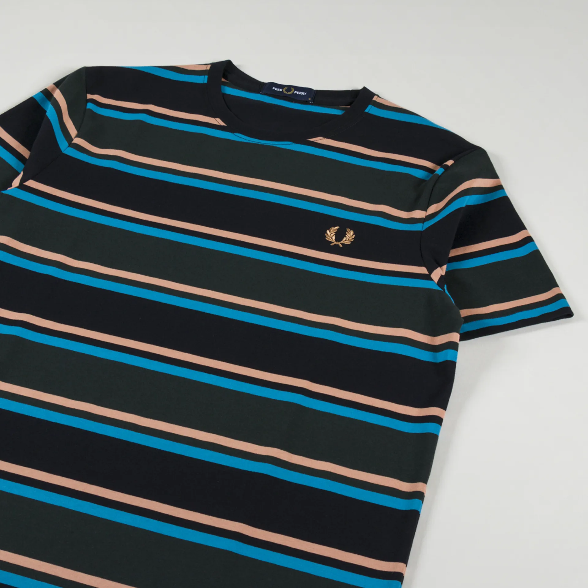Fred Perry Mens Short Sleeve Bold Stripe T Shirt Night Green Fred Perry Mens Short Sleeve Bold Stripe T Shirt Night Green