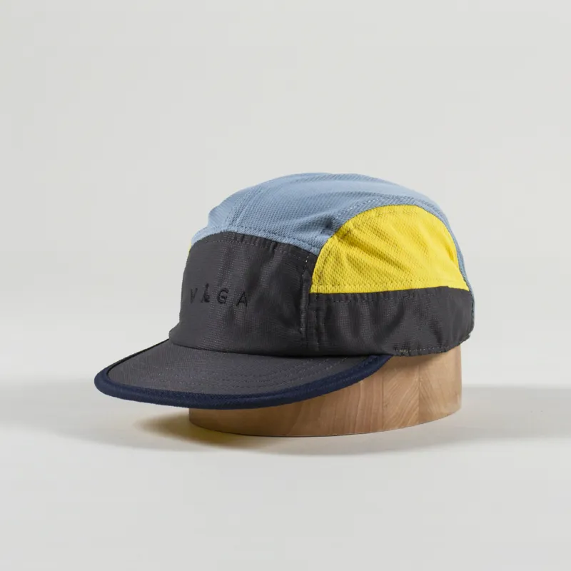 Vaga Logo Five Panel Running Club Cap Grey Yellow Teal Navy