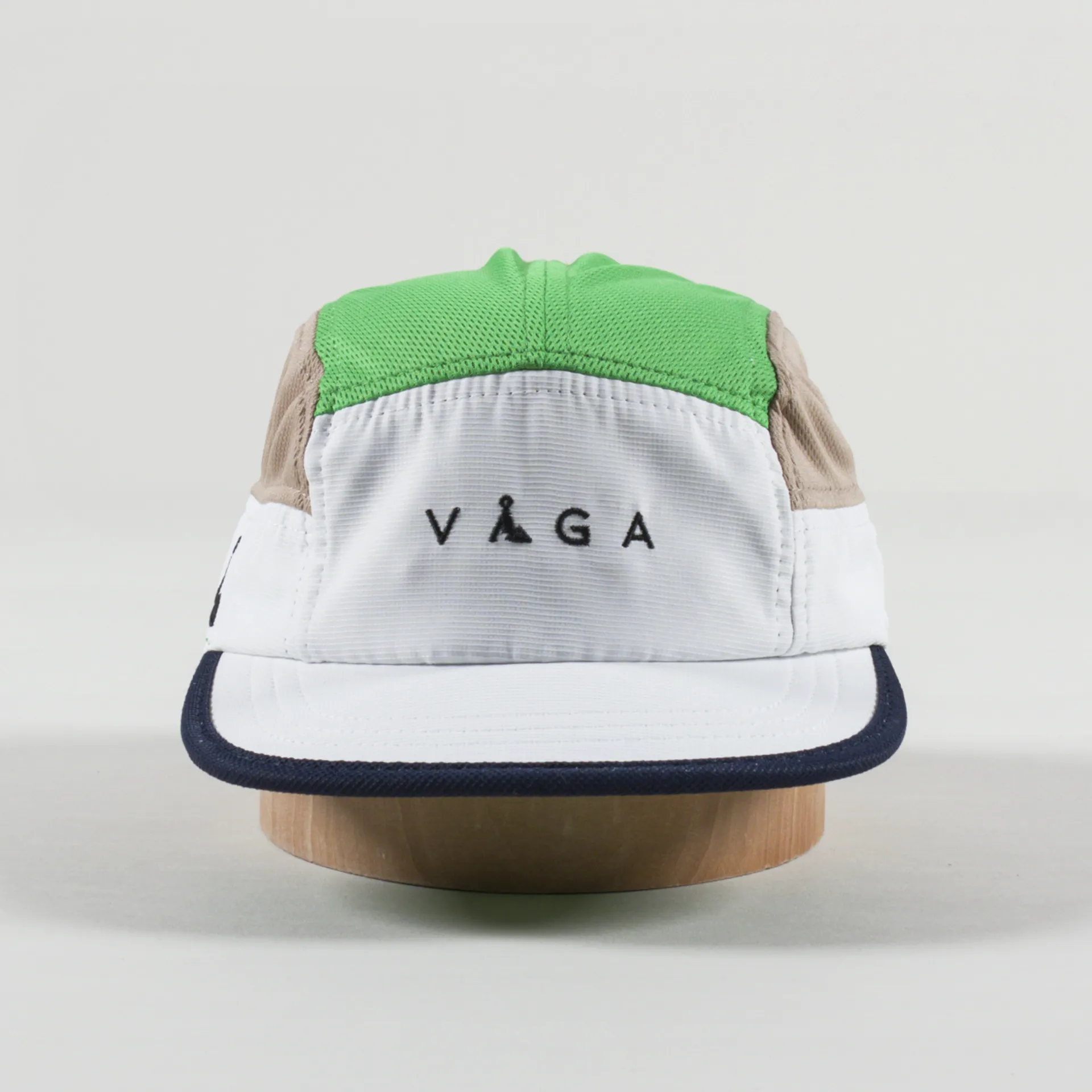 Vaga Running Five Panel Logo Club Cap White Camel Green Navy