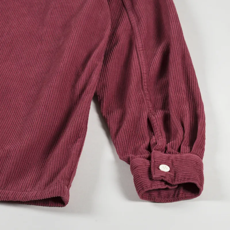 Stan Ray USA Mens Long Sleeve CPO Shirt Cranberry Red Corduroy