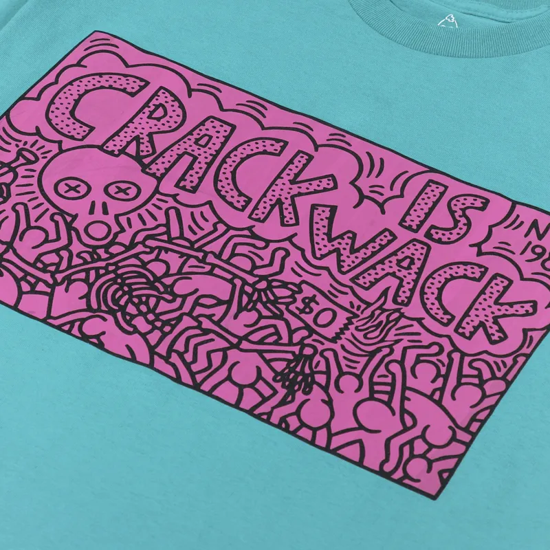 Diamond x Keith Haring Mens SS Crack Is Wack T Shirt Neon Blue