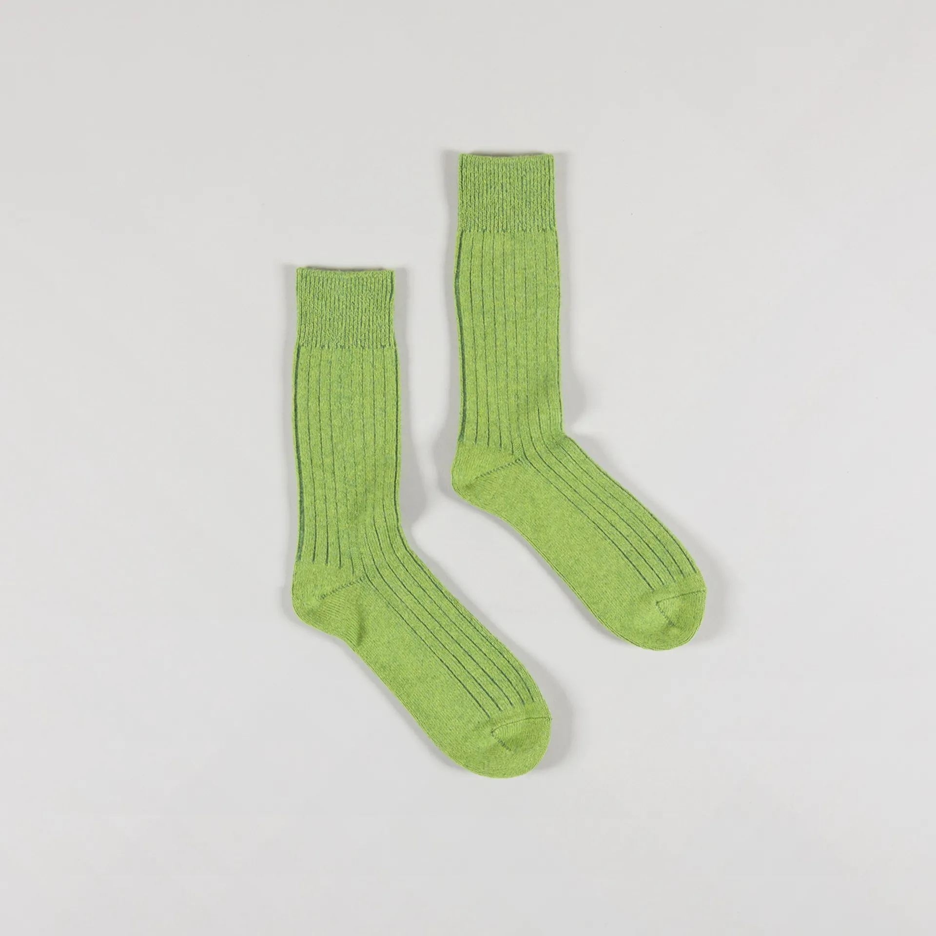 Rototo Cotton Wool Ribbed Socks Lime Green