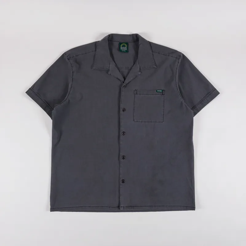 Deus Ex Machina Mens Remi Garment Dye Shirt Anthracite Grey