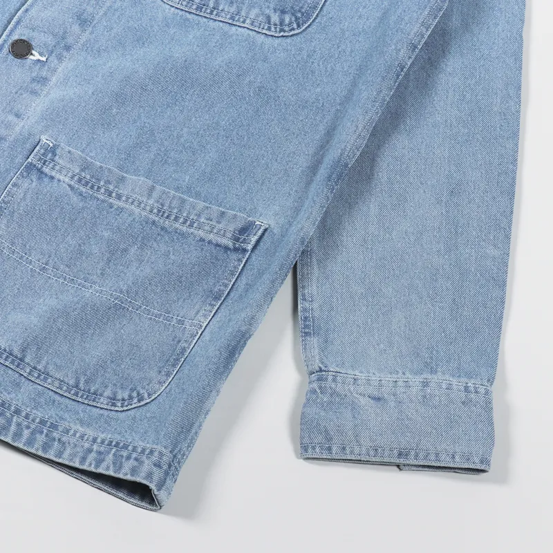 Dickies Mens Denim Chore Coat Light Washed Blue Jacket