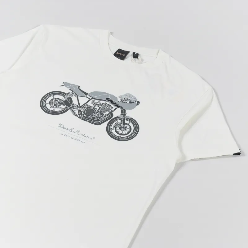 Deus Ex Machina Mens Short Sleeve Eau Rouge T Shirt Vintage White