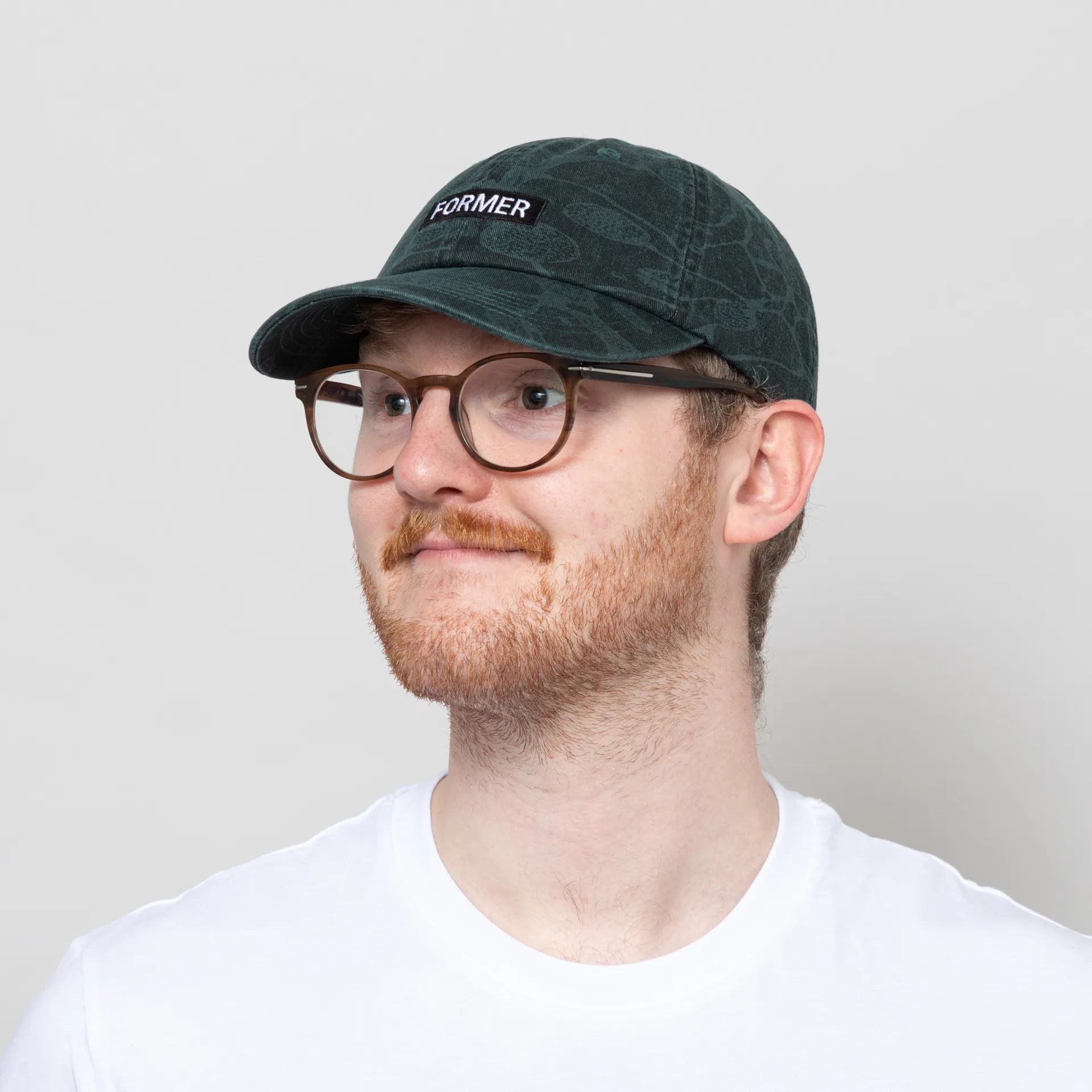 FORMER Mens Six Panel Graphic Legacy Rose Logo Cap Petrol Green