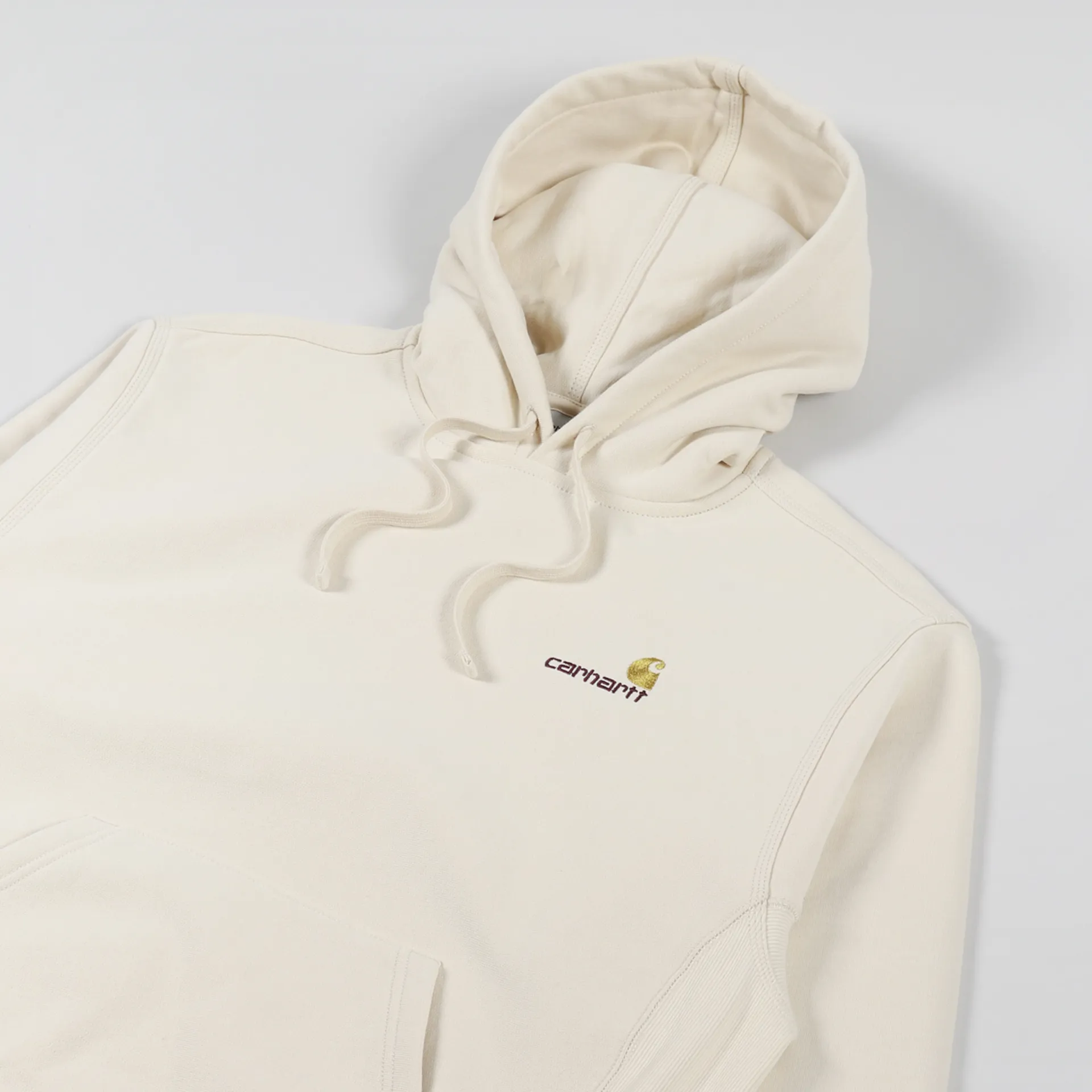 Carhartt WIP Mens Hooded American Script Sweatshirt Calico White