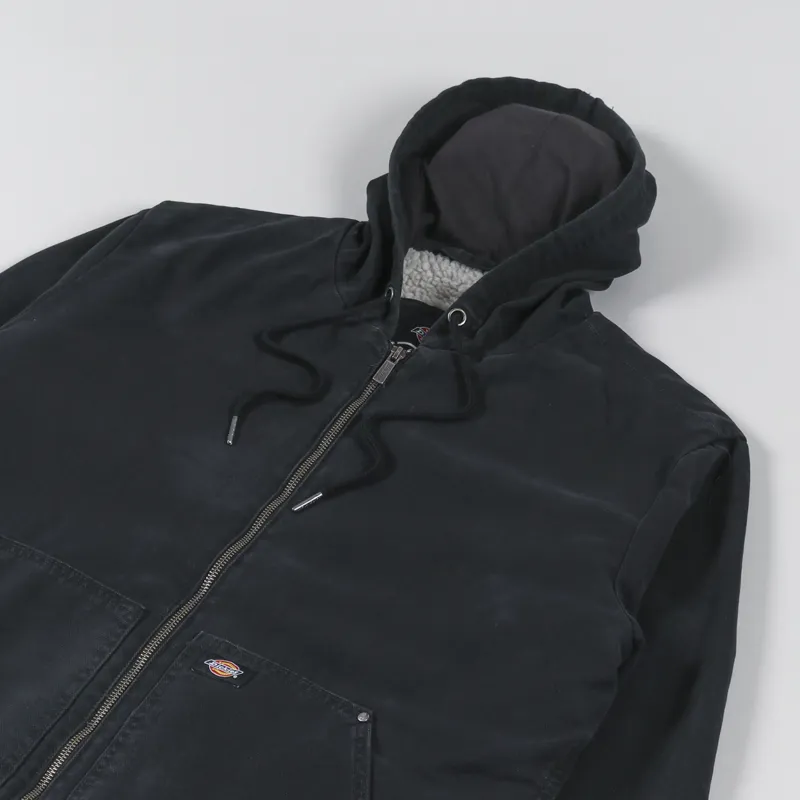 Dickies Mens Hooded Duck Canvas Jacket Stone Washed Black