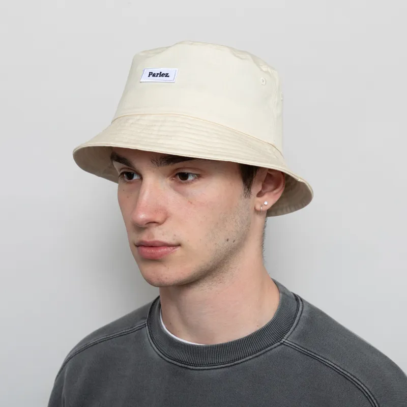 Parlez Mens Sway Logo Patch Bucket Hat Shell Beige