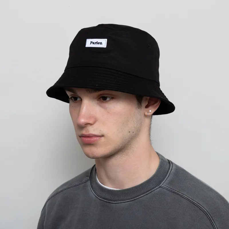 Parlez Mens Sway Logo Patch Bucket Hat Cap Black