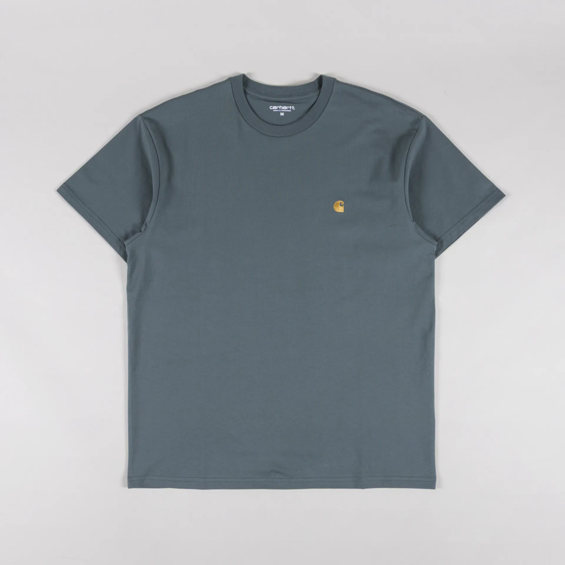 Carhartt WIP Mens Chase Logo Tee T Shirt Velvet Green Blue Gold