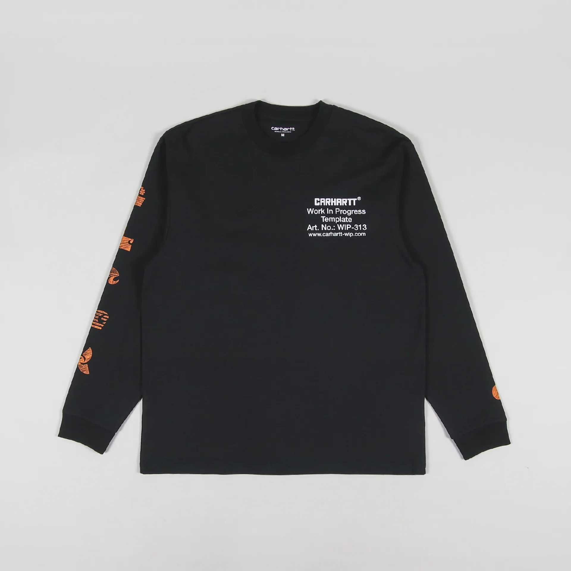 Carhartt WIP Men Short Sleeve Linograph Long Sleeve T Shirt Black