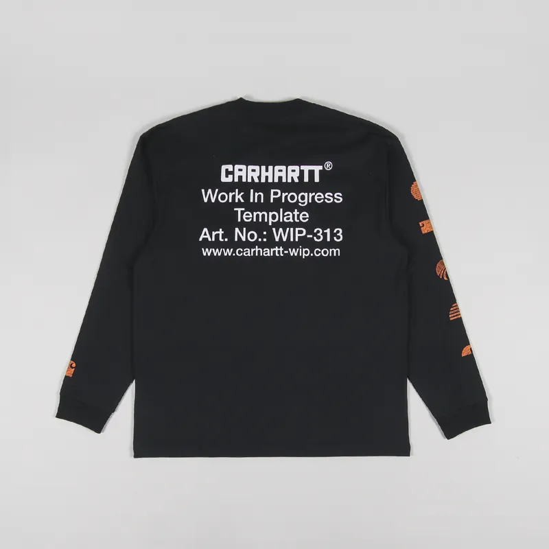 Carhartt WIP Men Short Sleeve Linograph Long Sleeve T Shirt Black