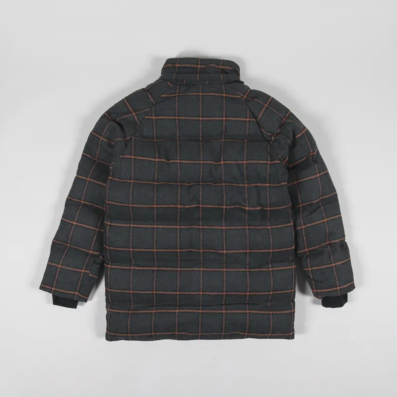 Penfield Mens Longline Check Puffer Jacket Ebony Grey