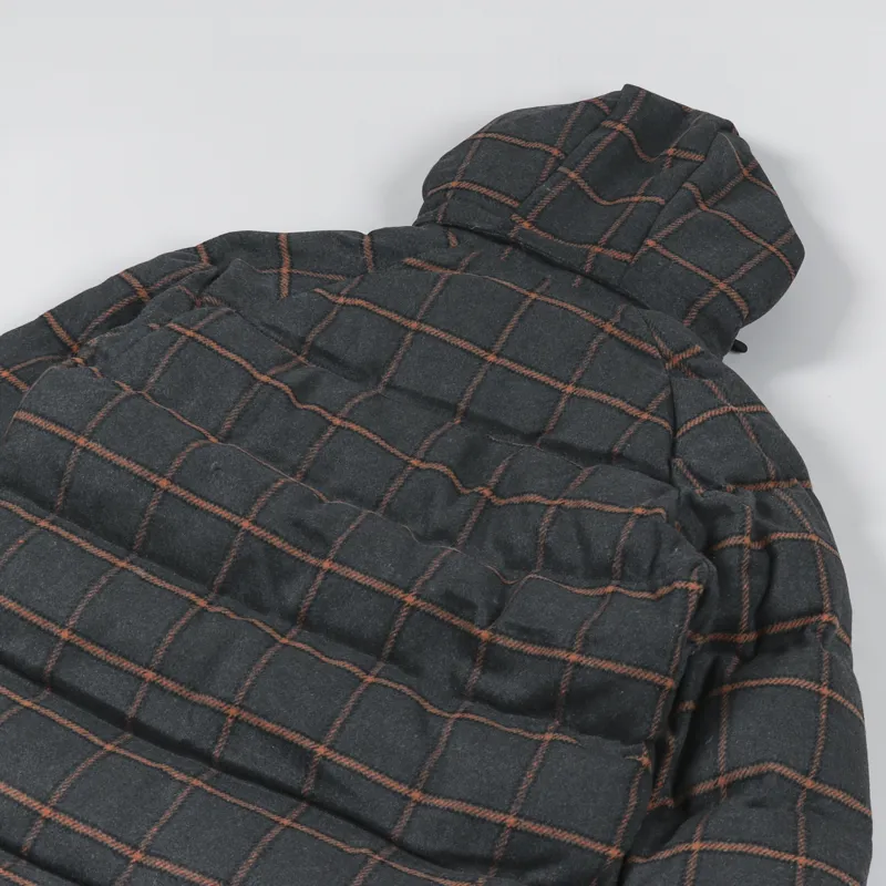 Penfield Mens Longline Check Puffer Jacket Ebony Grey