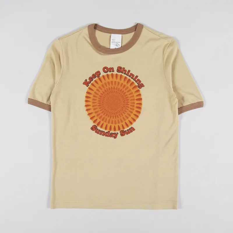 Nudie Jeans Womens Lova Sunday Fun Graphic Tee T Shirt Sun Brown