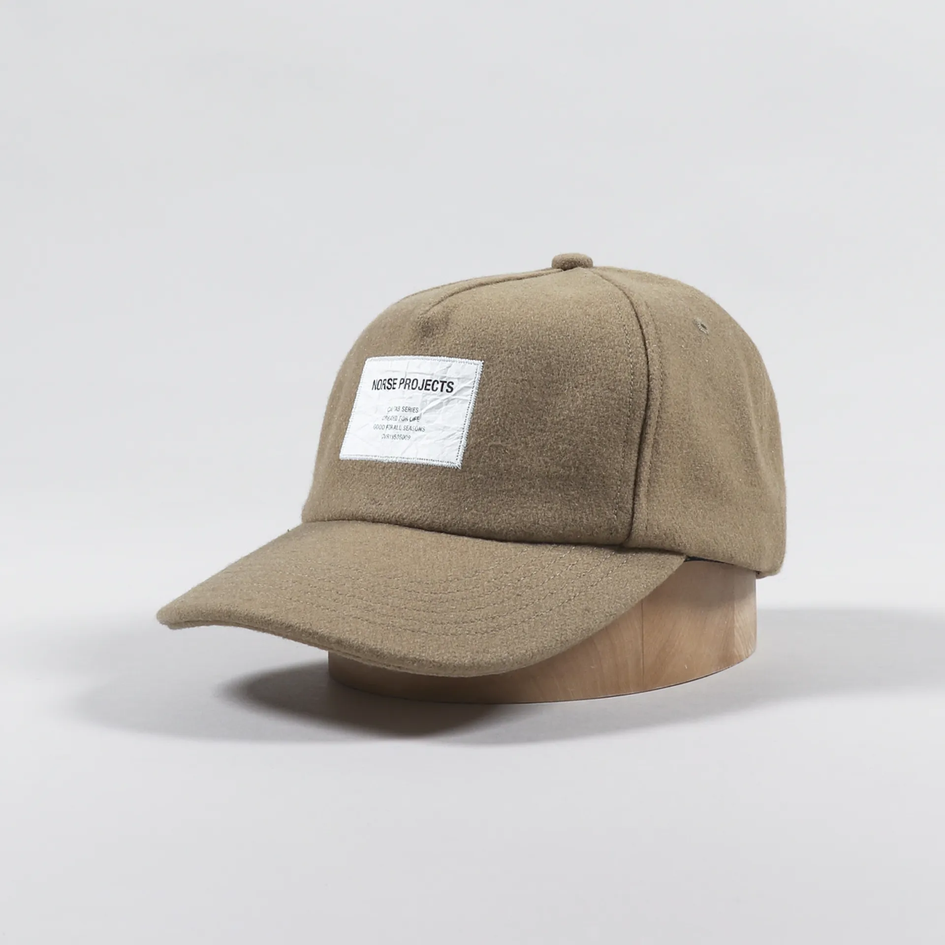 Norse Projects Mens Melton Cap Tab Series Logo Duffle Brown