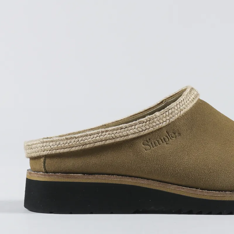 Simple Shoes Mens Original Clogs Pigskin Suede Cowboy Brown