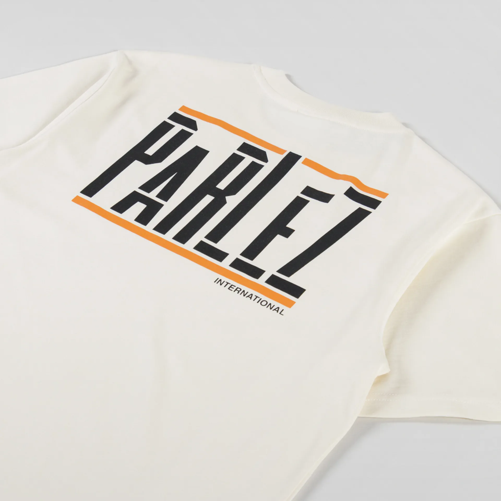 Parlez Mens Graphic Printed Waller Logo Tee T Shirt Ecru Beige