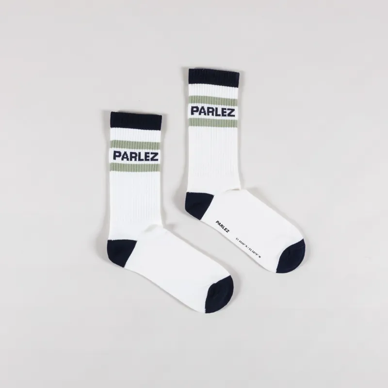 Parlez Mens Strive Logo Crew Socks White Midnight