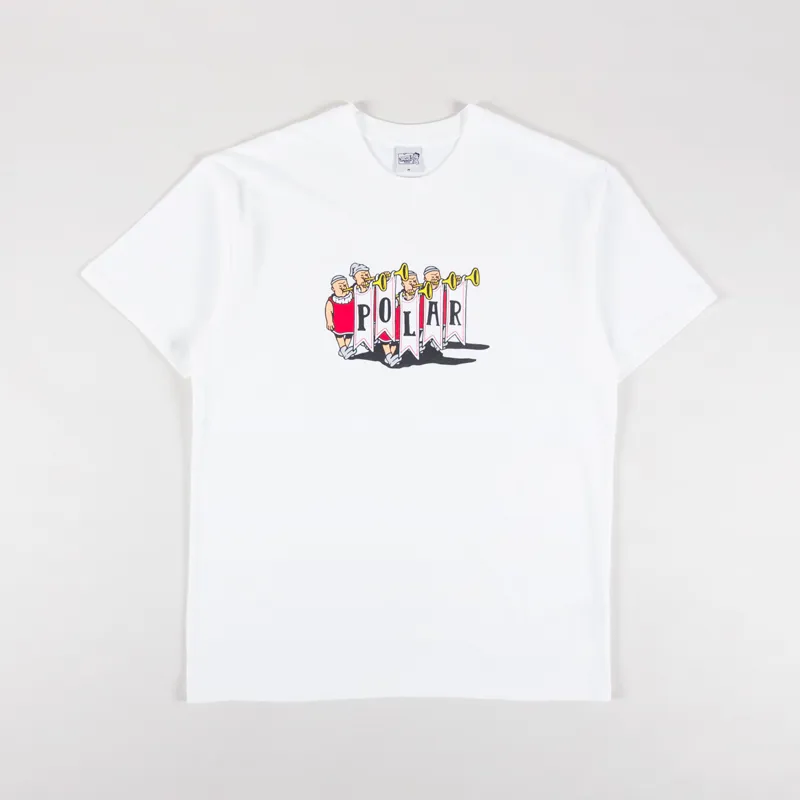 Polar Skate Co. Mens Graphic Printed Trumpets T Shirt Tee White