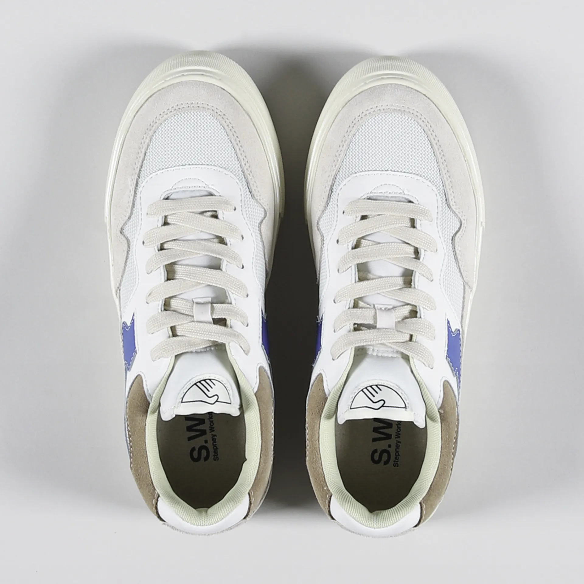 SWC Womens Pearl S-Strike Shoes Suede Mix Ecru Blue