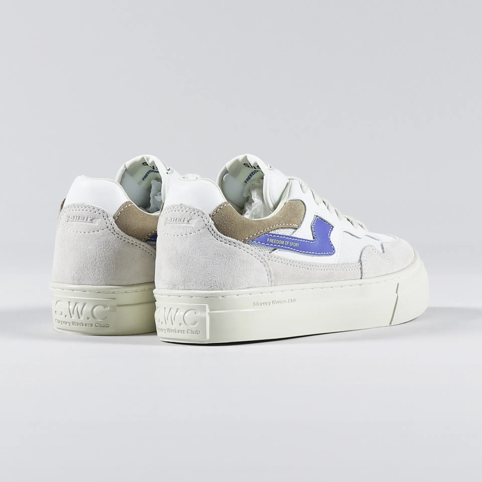 SWC Womens Pearl S-Strike Shoes Suede Mix Ecru Blue