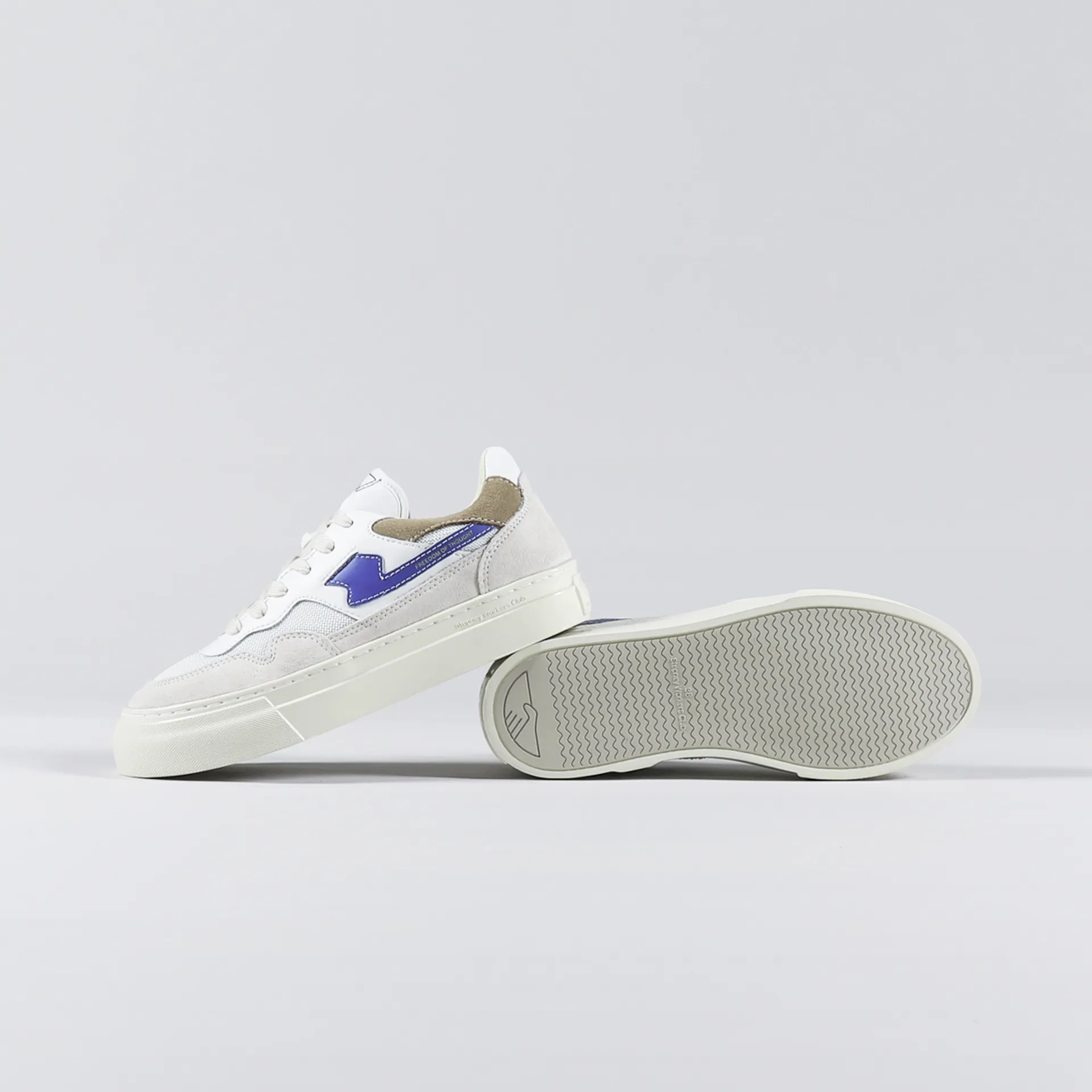 SWC Womens Pearl S-Strike Shoes Suede Mix Ecru Blue