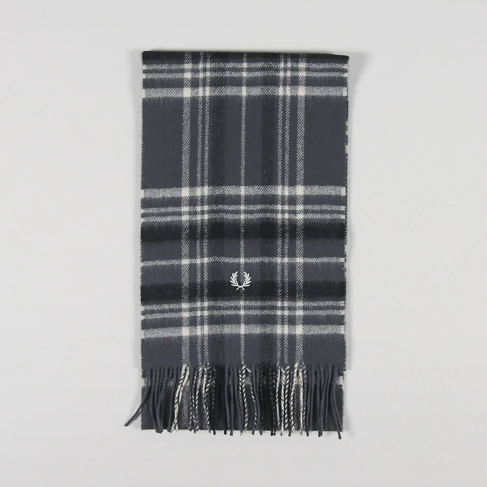 Fred Perry Redacted Tartan Scarf Gunmetal Grey